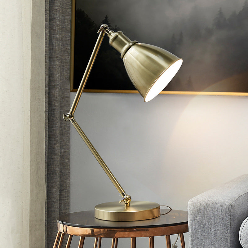 Modern Metal Conical Table Lamp with Swing Arm in Gold - Perfect ...