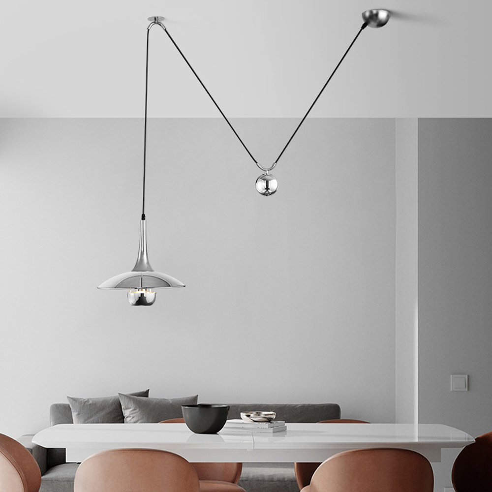 Modern Bauhaus UFO Shape Adjustable Lifting Pendant Light