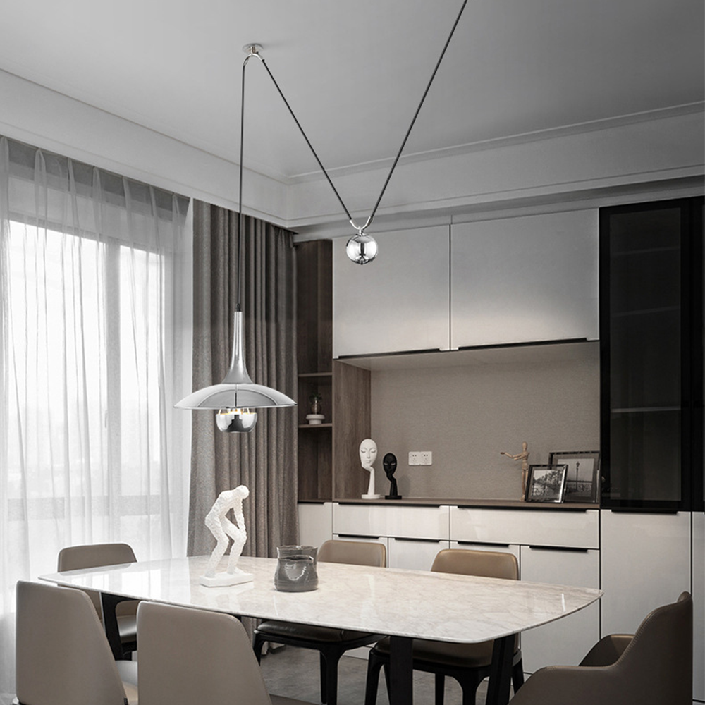 Modern Bauhaus UFO Shape Adjustable Lifting Pendant Light