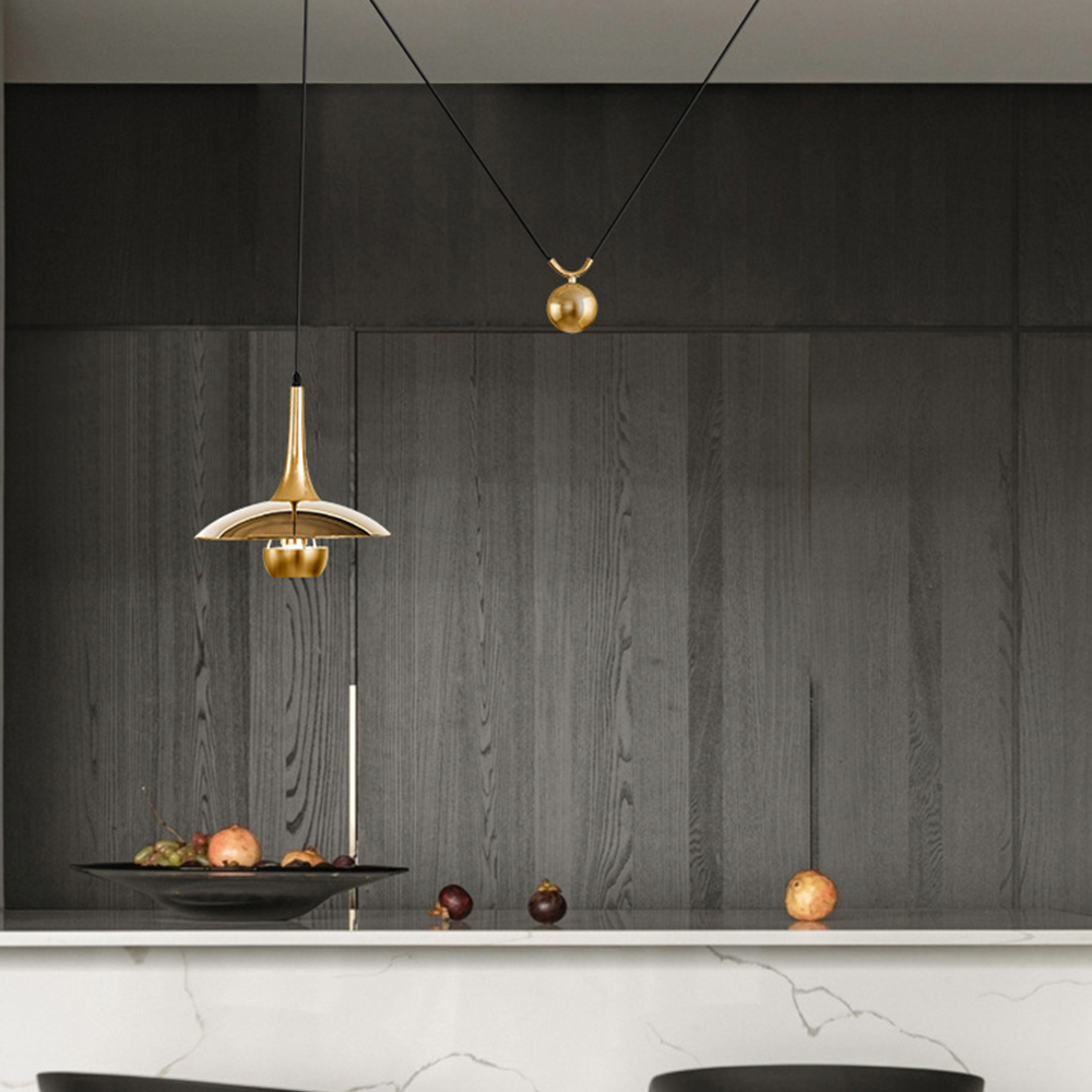 Modern Bauhaus UFO Shape Adjustable Lifting Pendant Light